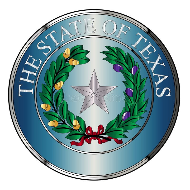 Metall Texas State Seal vektor illustrationer. Illustration av runt ...