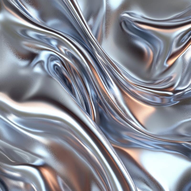 Metallic Abstract Waves with Reflective Silver and Copper Highlights ...