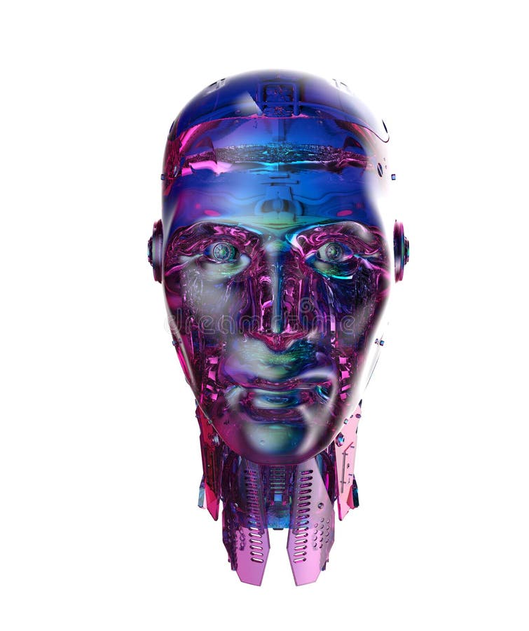 Metallic ai robot stock illustration. Illustration of single - 223385342
