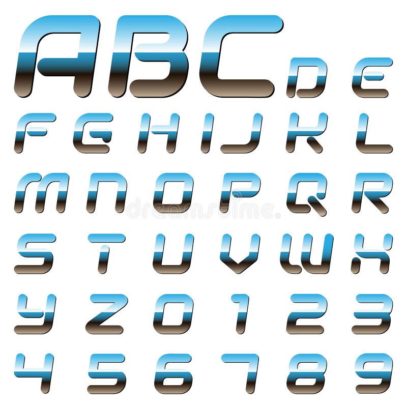 Metallic Alphabet Letters and Digits Stock Vector - Illustration of ...