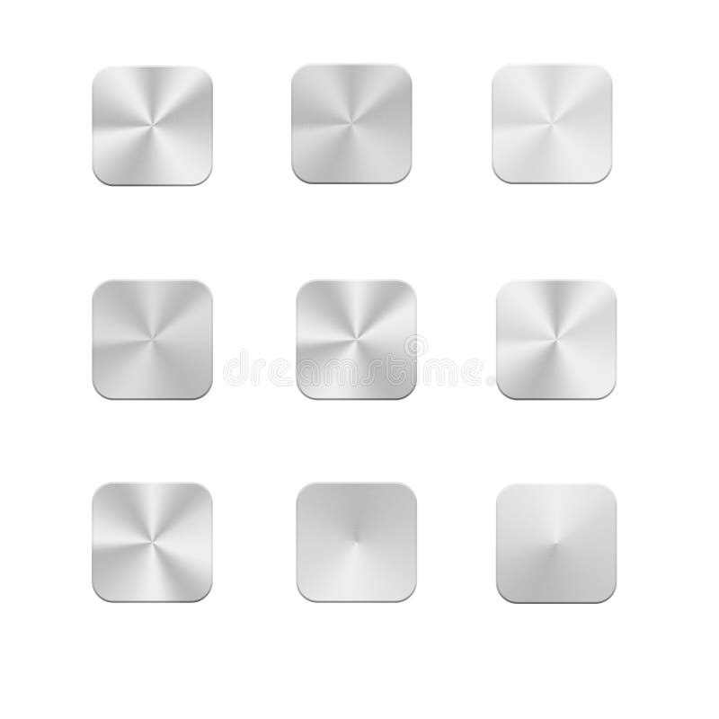 Metallic Aluminum Square Web Button Icon Set Stock Illustration ...