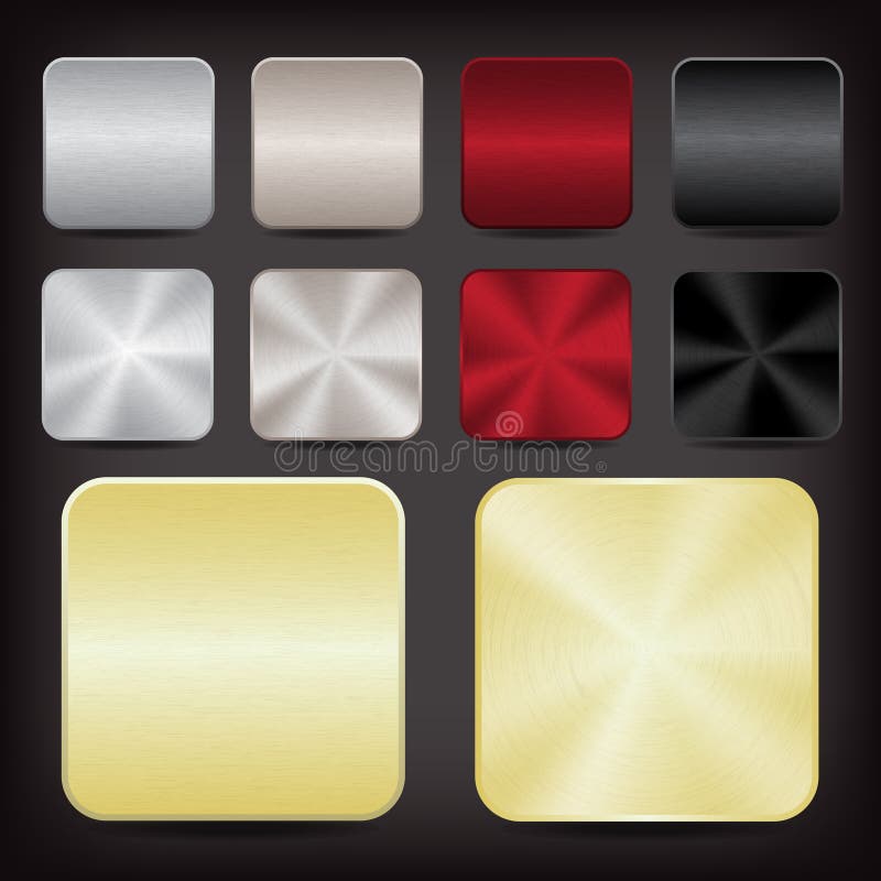 App Icons Background Set. Metal Button Icons Stock Vector ...