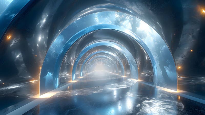 Metallic Arch with Blue Sci-tech Glow. Stock Illustration ...