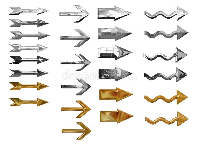 Metallic arrow buttons stock illustration. Illustration of silver - 6306175