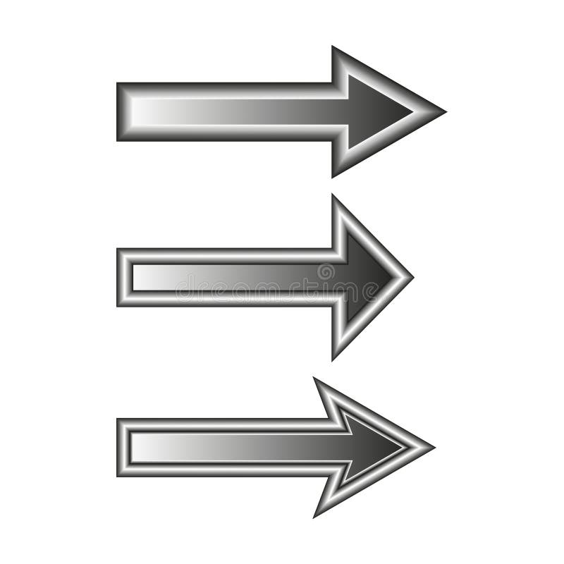 Metallic Arrow Icons. Three Gradient Arrows. Vector Design Elements ...