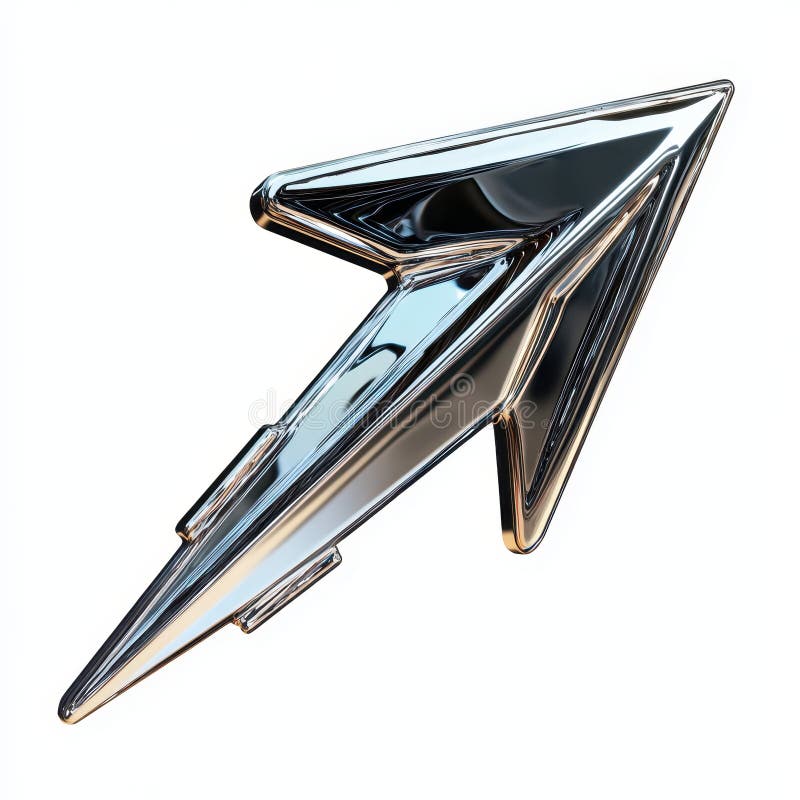 A Metallic Arrow-shaped Icon with a Sleek Design, Suggesting Direction ...