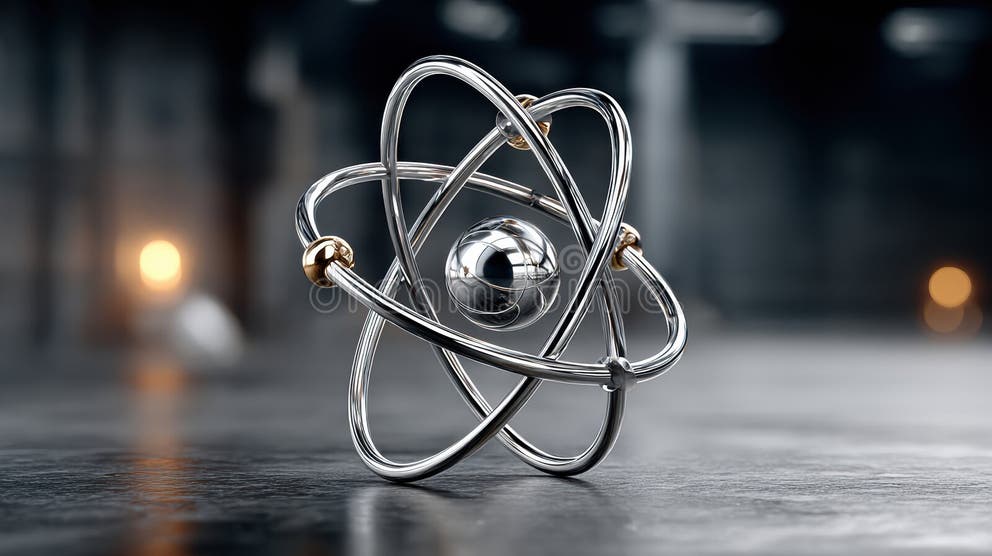 Metallic Atom Model in Dark Environment with Glowing Lights in ...