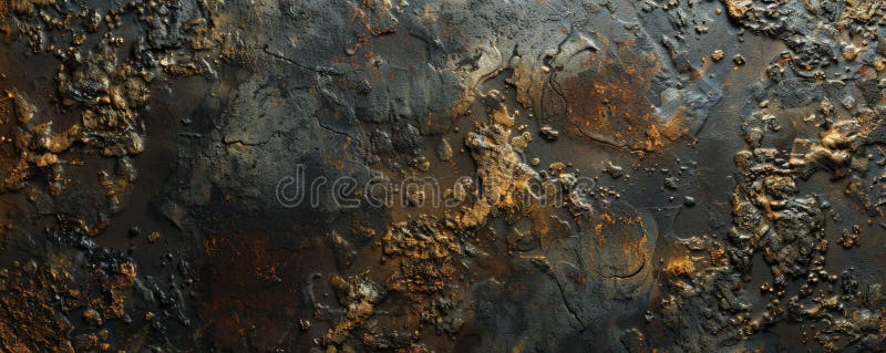 Metallic Background with a Rugged, Pitted Iron Surface, Featuring Deep ...
