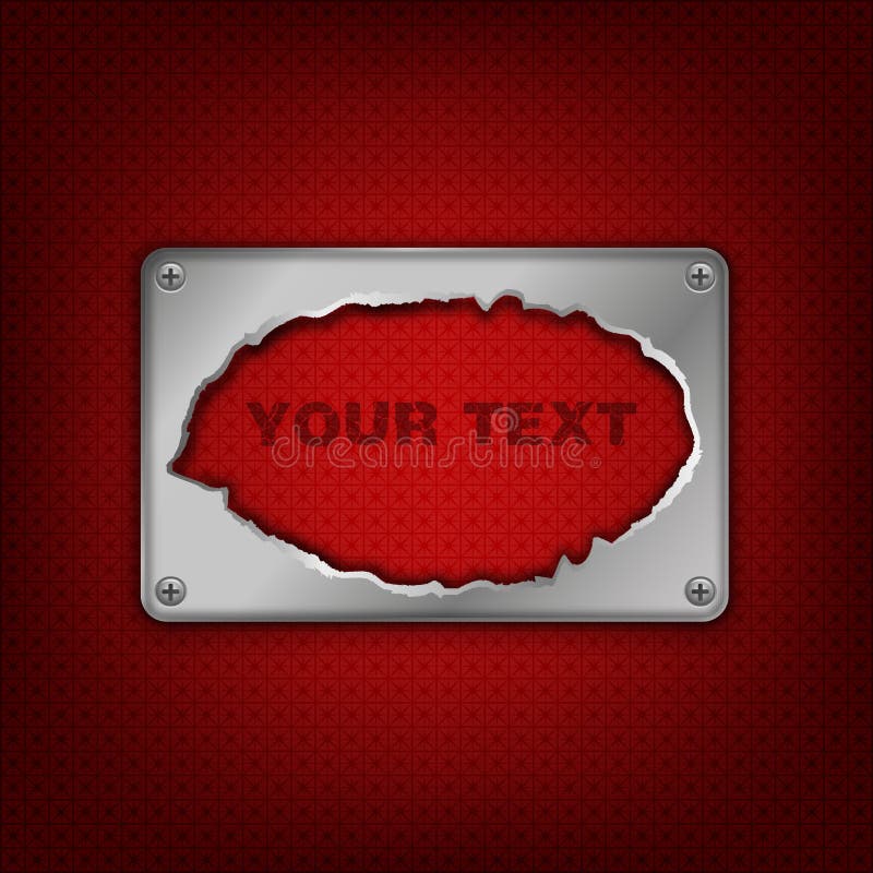 Metallic Badge on Red Texture Stock Vector - Illustration of ...