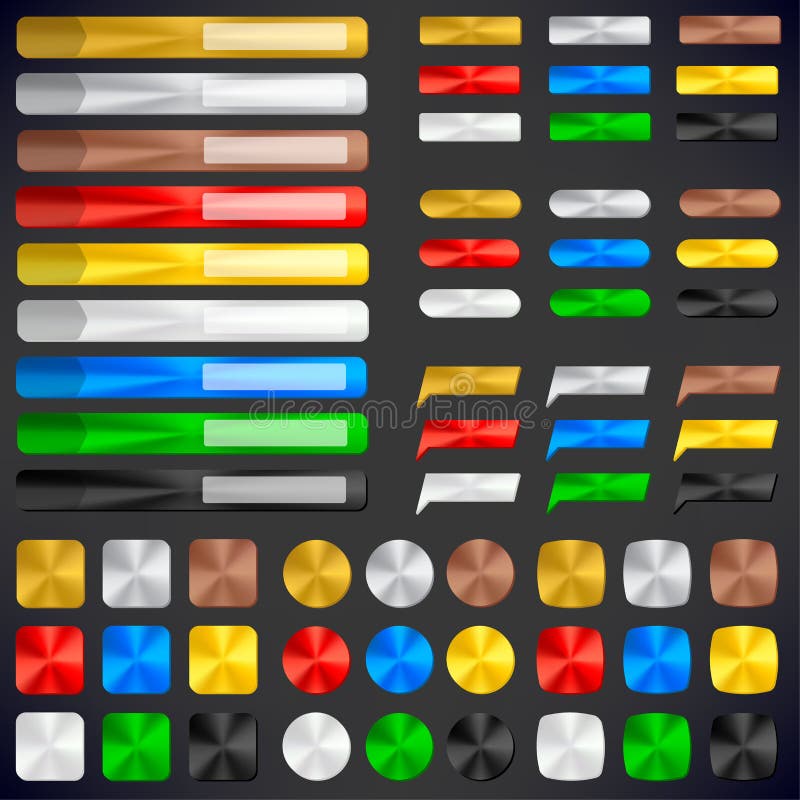 Metallic Badges and Buttons in Different Colors in Shiny Style Stock ...