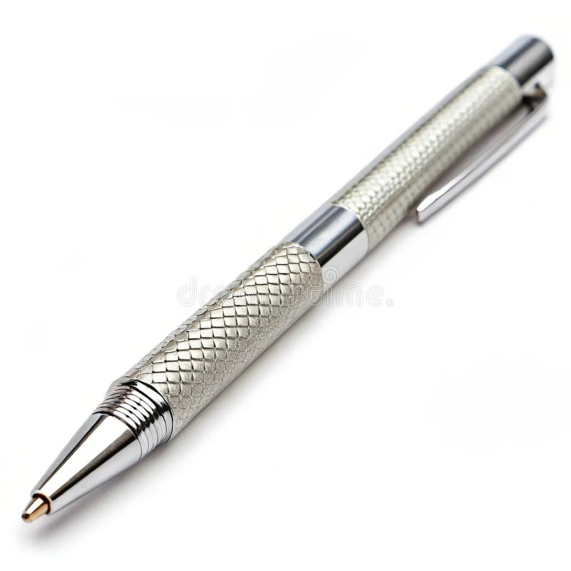 Metallic Ballpoint Pen with Textured Grip Stock Illustration ...