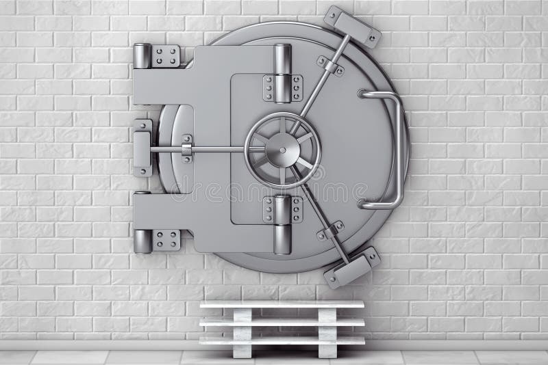 Bank Vault Door in Black and White Cartoon Style. 3d Rendering Stock ...