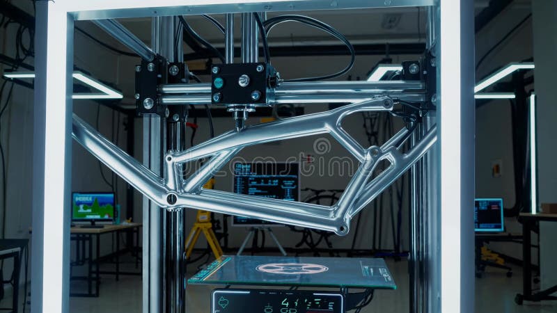 Metallic Bicycle Frame Rotating during 3d Printing Process Stock Video ...