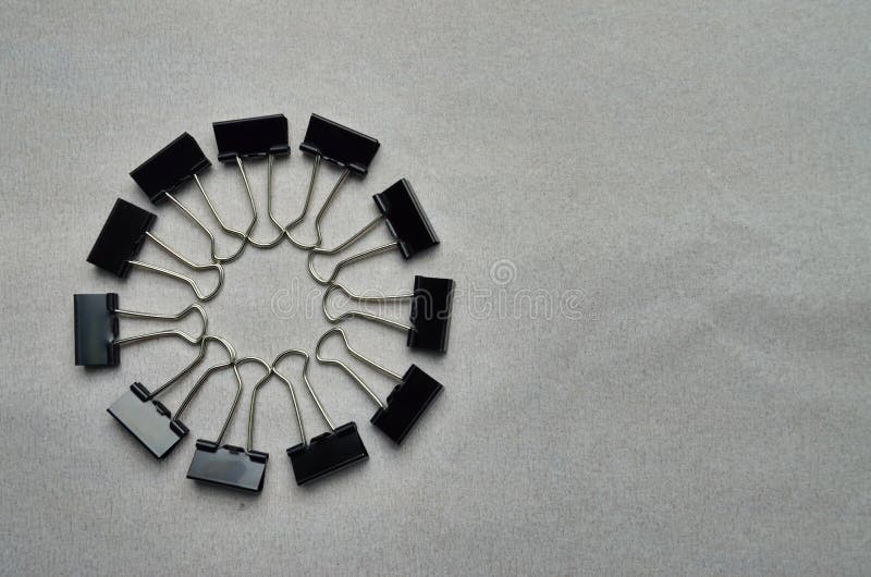 Metallic Black Binder Paper Clips Stock Photo - Image of holder, binder ...