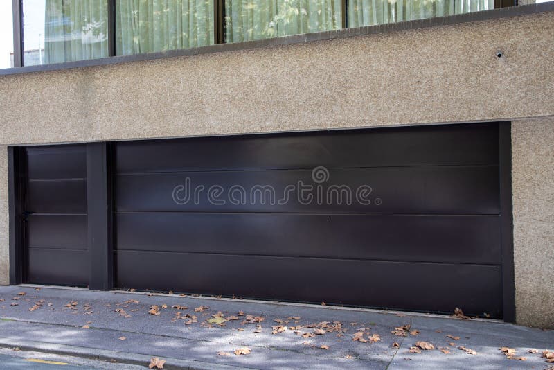 Metallic Black Dark Large Curtain of Closed Roller Garage Gate Home ...