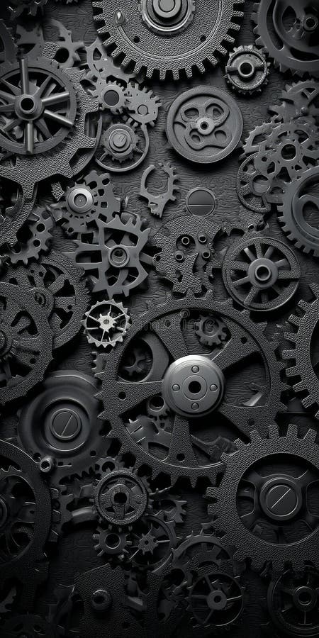Metallic Black Gears, Intricate Pattern, Mechanical Design, Engineering ...