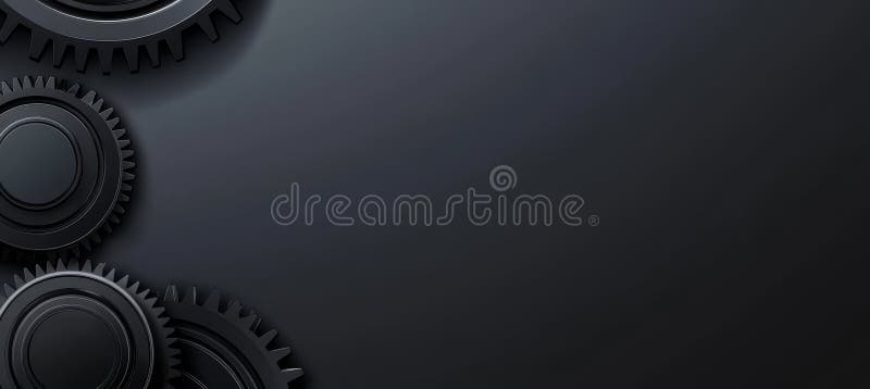 Metallic Black Gears on a Sleek Dark Background, Conveying Industrial ...