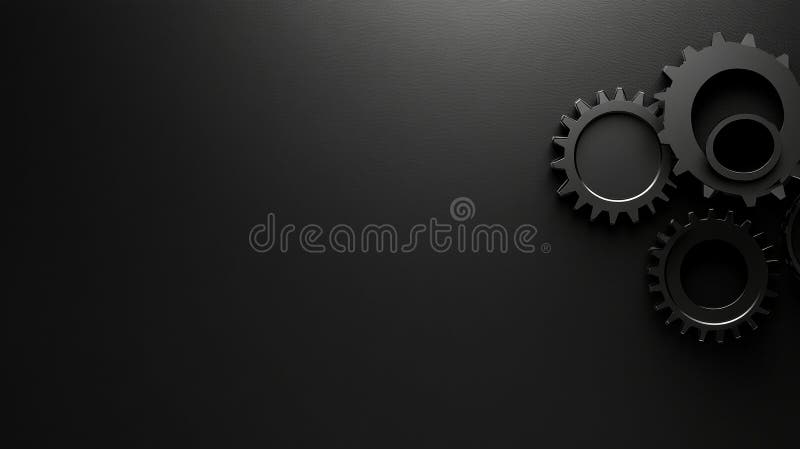 Metallic Black Gears on Sleek Dark Background, Industrial Design ...
