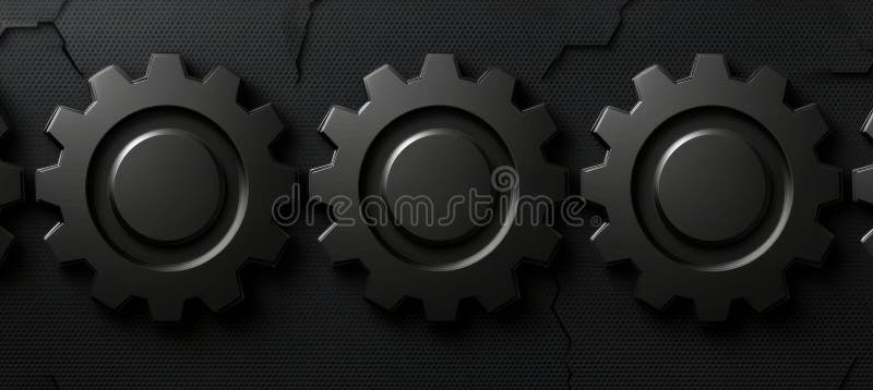 Metallic Black Industrial Gears Background, Digital Gears on Mechanical ...