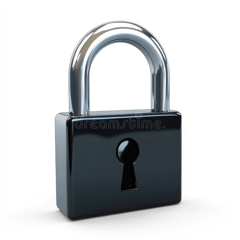 Black Padlock with Chrome Shackle: 3D Render Stock Illustration ...