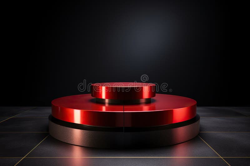 Metallic Black and Red Podium on Black Marble Stock Illustration ...