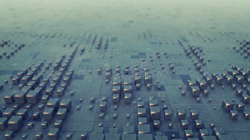 Blocks on Plane Abstract 3D Render Stock Illustration - Illustration of ...
