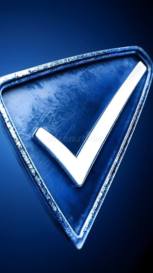 Metallic Blue Check Mark on a Dark Background Stock Illustration ...