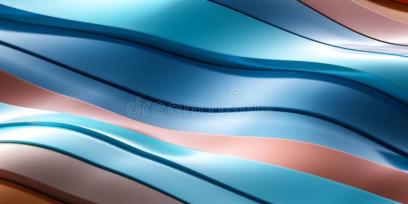 Metallic Blue Colored Wave Pattern Geometric Shape Object 3d Render ...