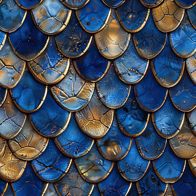 Metallic Blue and Gold Dragon Scales (Seamless Repeat) Stock ...
