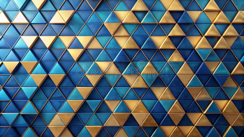 Metallic Blue and Gold Triangle Pattern, Abstract, Geometric ...