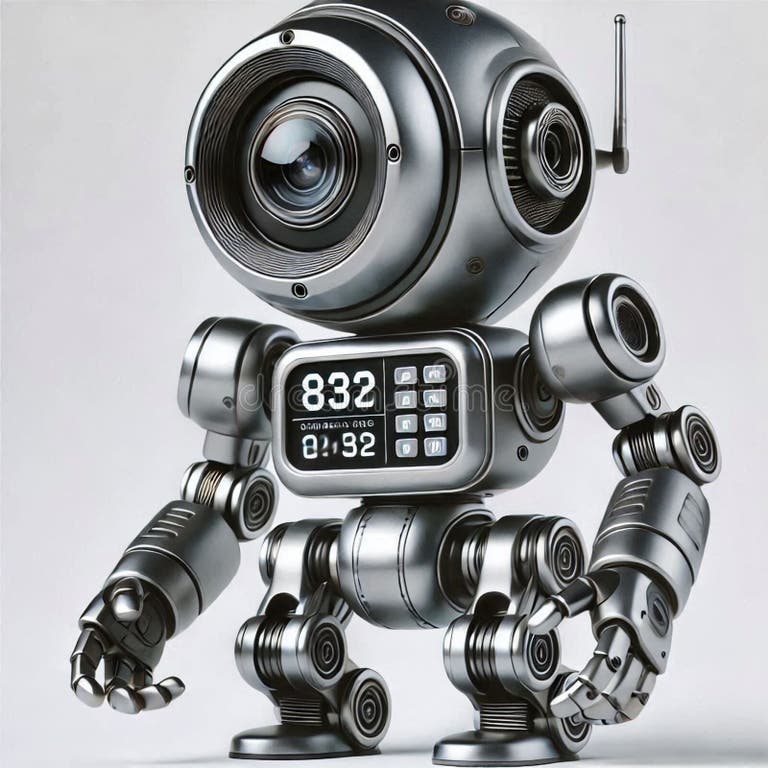 A Metallic Bot with One Big Eye Like a Camera Len,big Hands and Feet ...