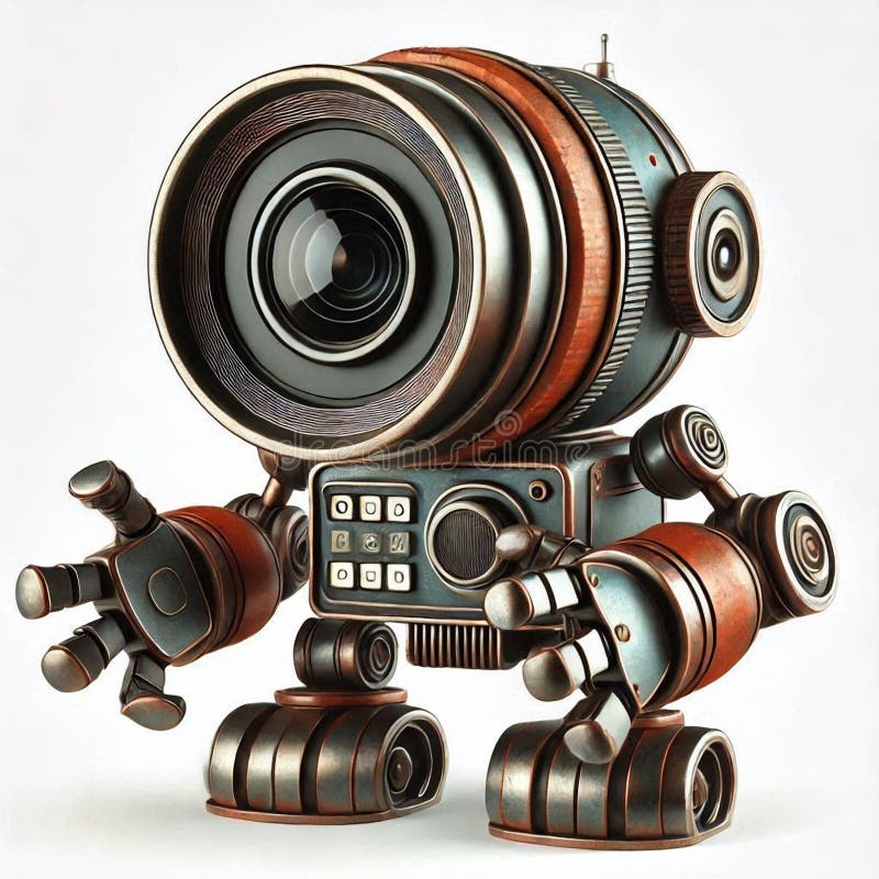 A Metallic Bot with One Big Eye Like a Camera Len,big Hands and Feet ...
