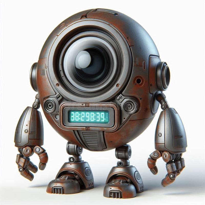 A Metallic Bot with One Big Eye Like a Camera Len,big Hands and Feet ...