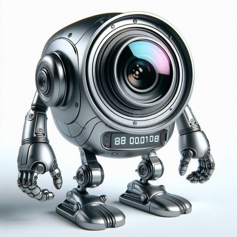 A Metallic Bot with One Big Eye Like a Camera Len,big Hands and Feet ...