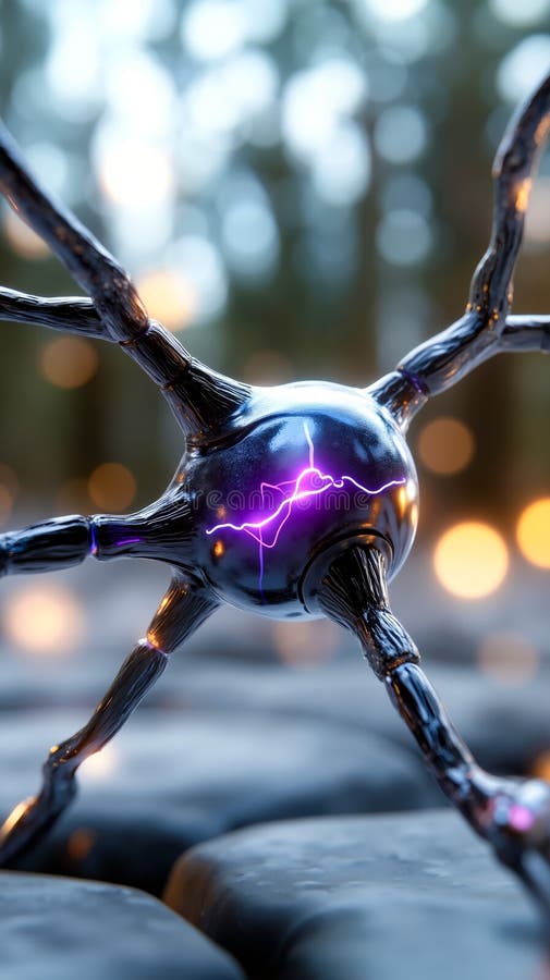 A Close Up of a Purple and Black Neuron on a Table Stock Illustration ...