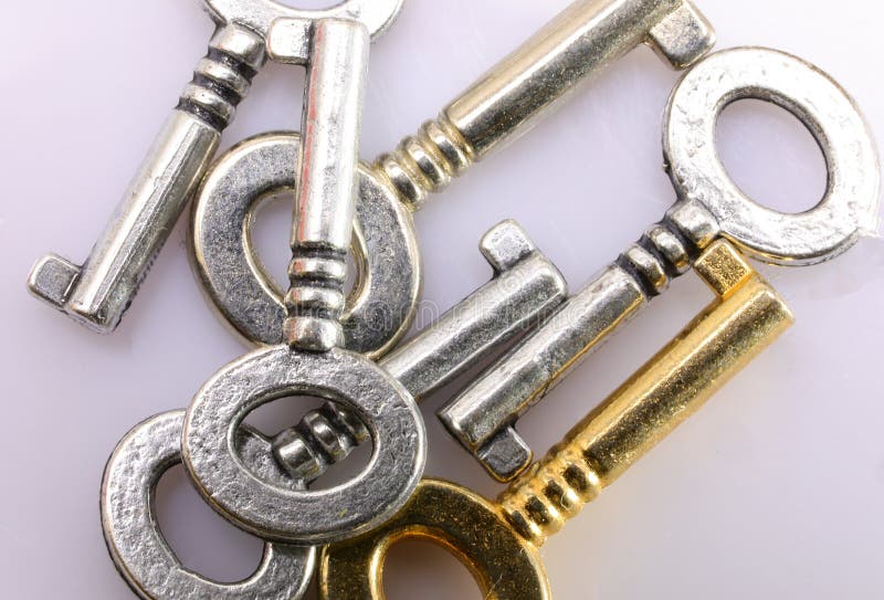 Metallic Brass Key on White Table in Flea Market Stock Image - Image of ...