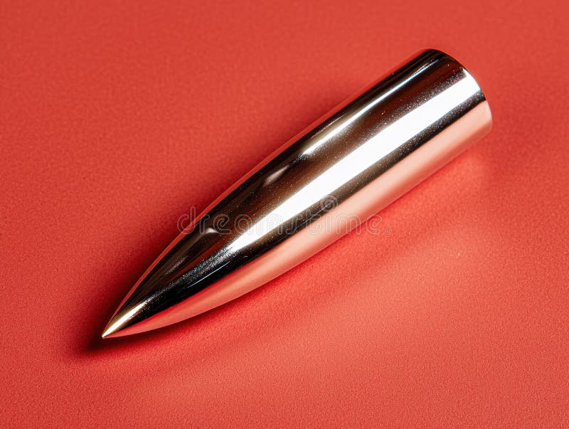 Metallic Bullet-shaped Object on Red Background Stock Illustration ...