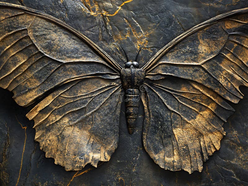 Metallic Butterfly Sculpture with Intricate Details Stock Illustration ...
