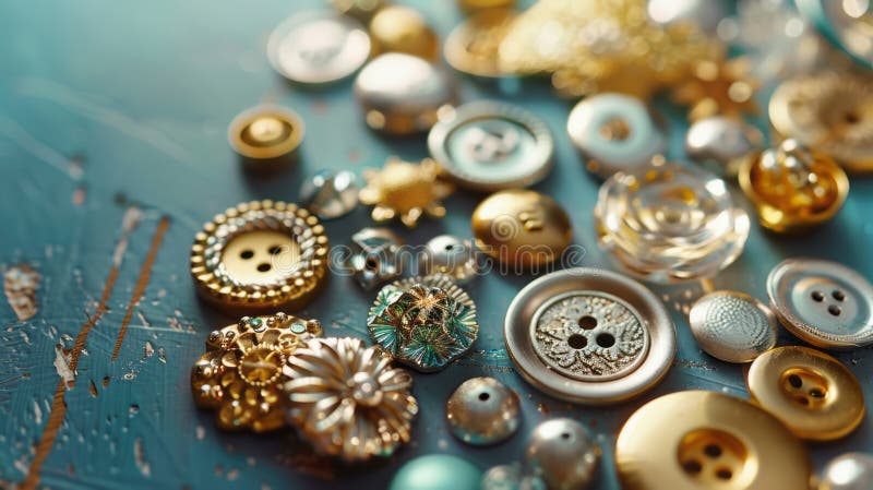 Metallic Buttons and Decorative Items for Shiny School Projects Stock ...