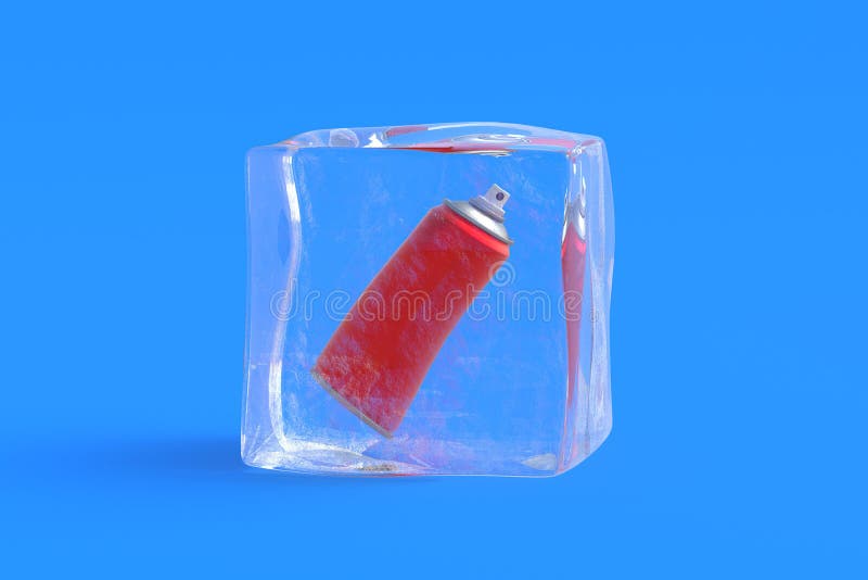 Metallic Can of Spray Paint in Ice Cube Stock Illustration ...
