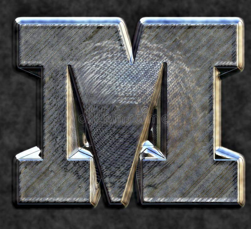 Metallic capital letter M stock illustration. Illustration of ...