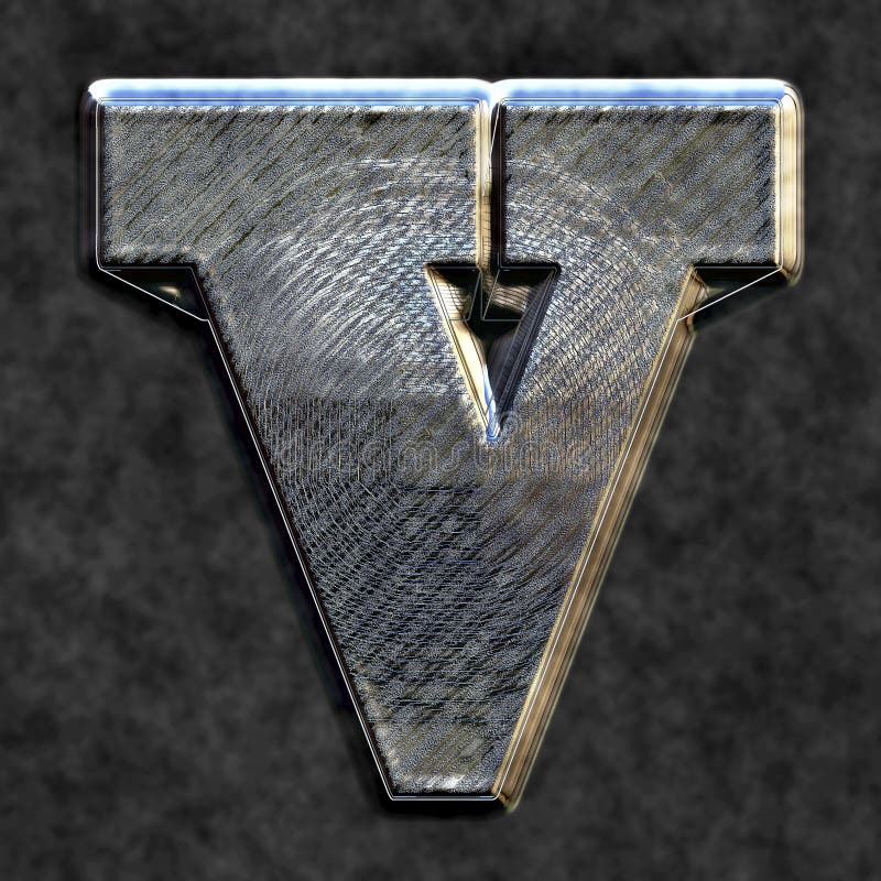 Metallic capital letter V stock illustration. Illustration of caps ...