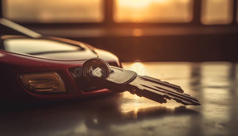 Metallic Car Key Unlocks Shiny Steel Door Generated by AI Stock ...