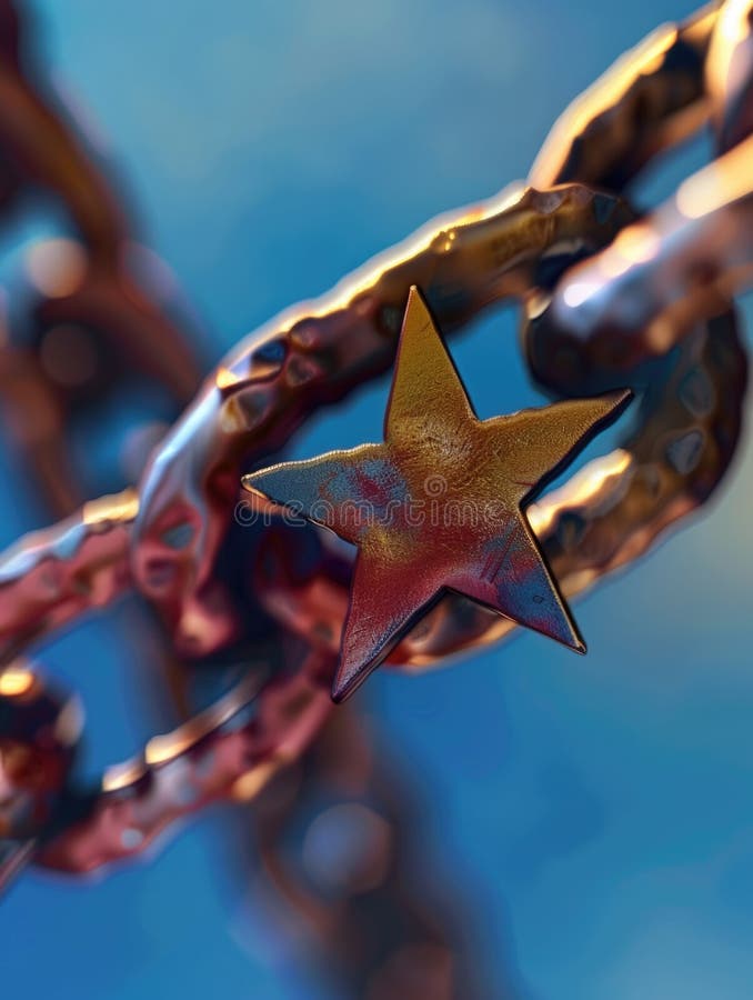 Metal Chain with Star Pendant Stock Photo - Image of celestial, metal ...