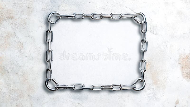 Metallic Chain Forming a Rectangular Frame on White Background Stock ...