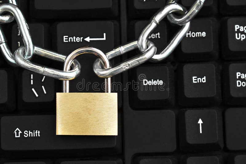 Metallic Chain with a Locked Padlock on a Computer Keyboard Stock Photo ... Metallic Chain with a Locked Padlock on a Computer Keyboard Stock Photo ...