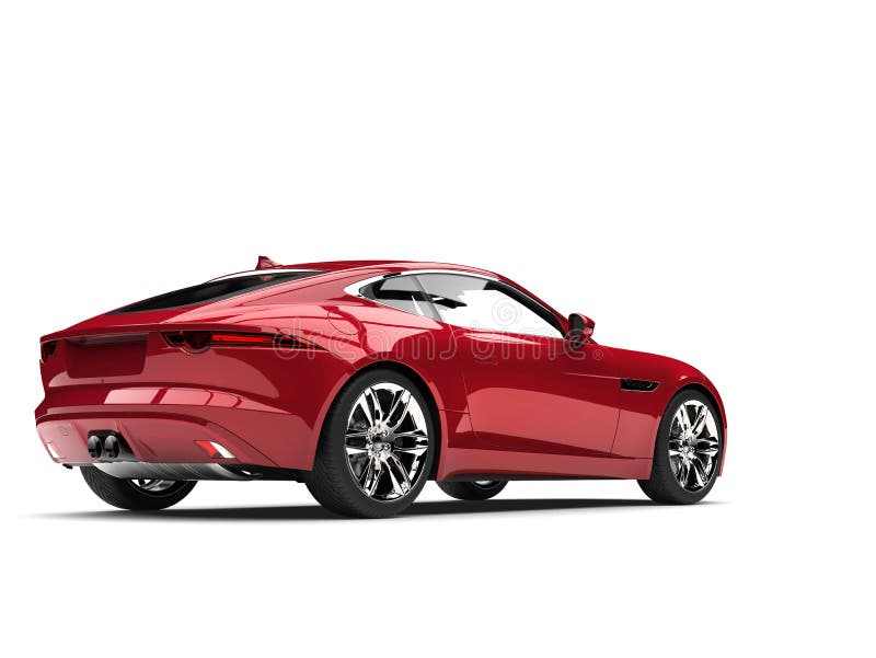 Metallic Cherry Red Luxury Sports Car - Back View Stock Illustration ...