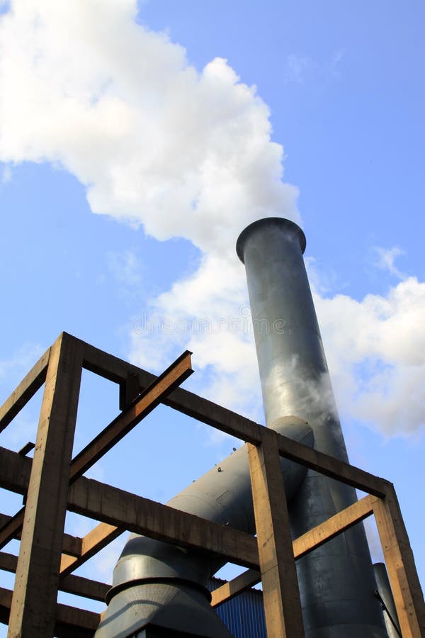 Metallic Chimney in the Factory Stock Photo - Image of emissions, white ...