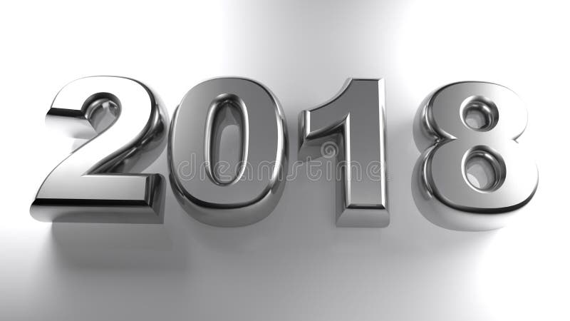 2018 in Metallic Chrome 3D Letters - 3D Rendering Stock Illustration ...
