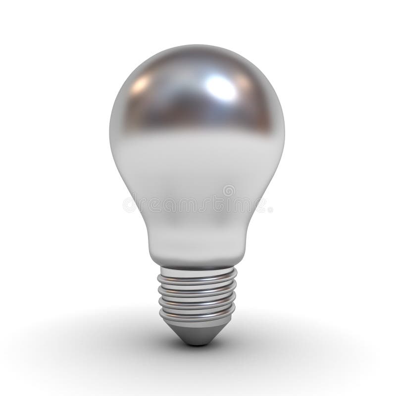 Metallic Chrome Light Bulb Isolated Over White Background with Shadow ...